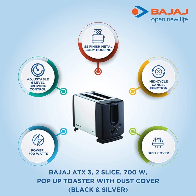 Bajaj ATX 3 -2 Slice, Auto Pop Up Toasters