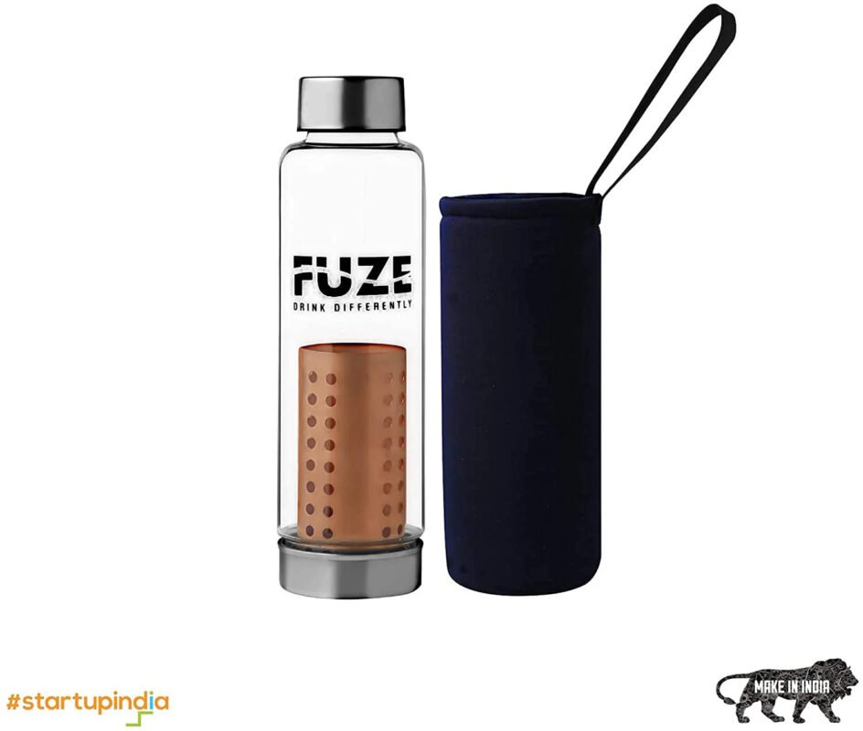 Fuze Glass Bottle With Removable Pure Copper Filter - 500 ML